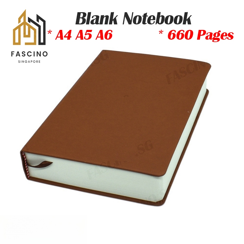 【SG】660 Pages A4 A6 Blank Notebook Ultra Thick 80GSM Soft Pu Leather ...