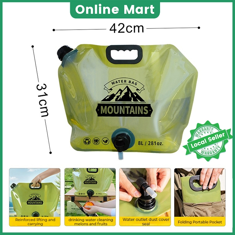 [SG STOCK] 8L Water Bag for Camping Storage Collapsible for Camping ...