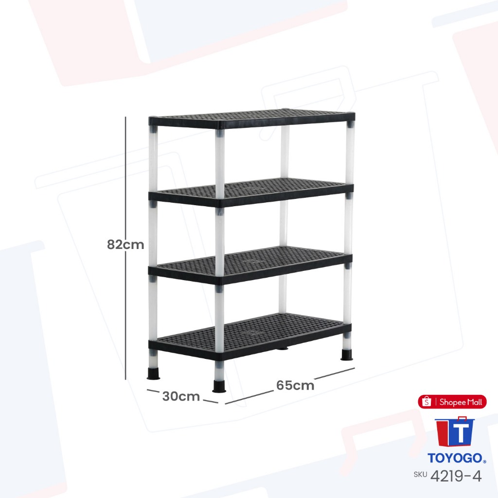 TOYOGO 4-Tier Plastic Shelf Rack (4219-4) – Space-Saving Storage ...