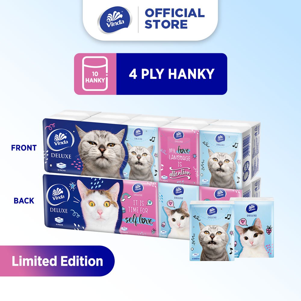[Bundle Of 2/10] Vinda Deluxe 4 Ply Pocket Hanky Facial Tissue (8sx10 ...