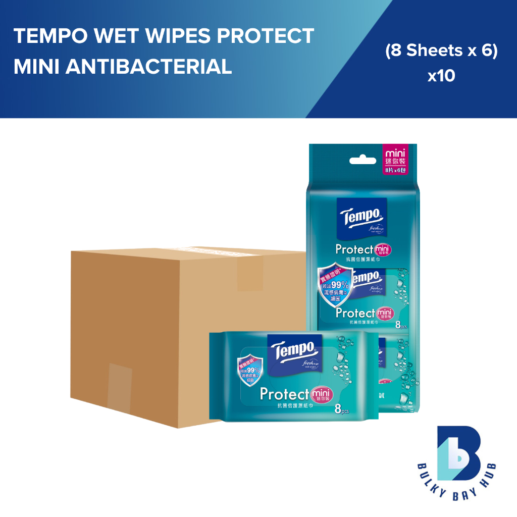 [Bundle of 10] Tempo Wet Wipes Protect Mini Antibacterial (6x8s ...