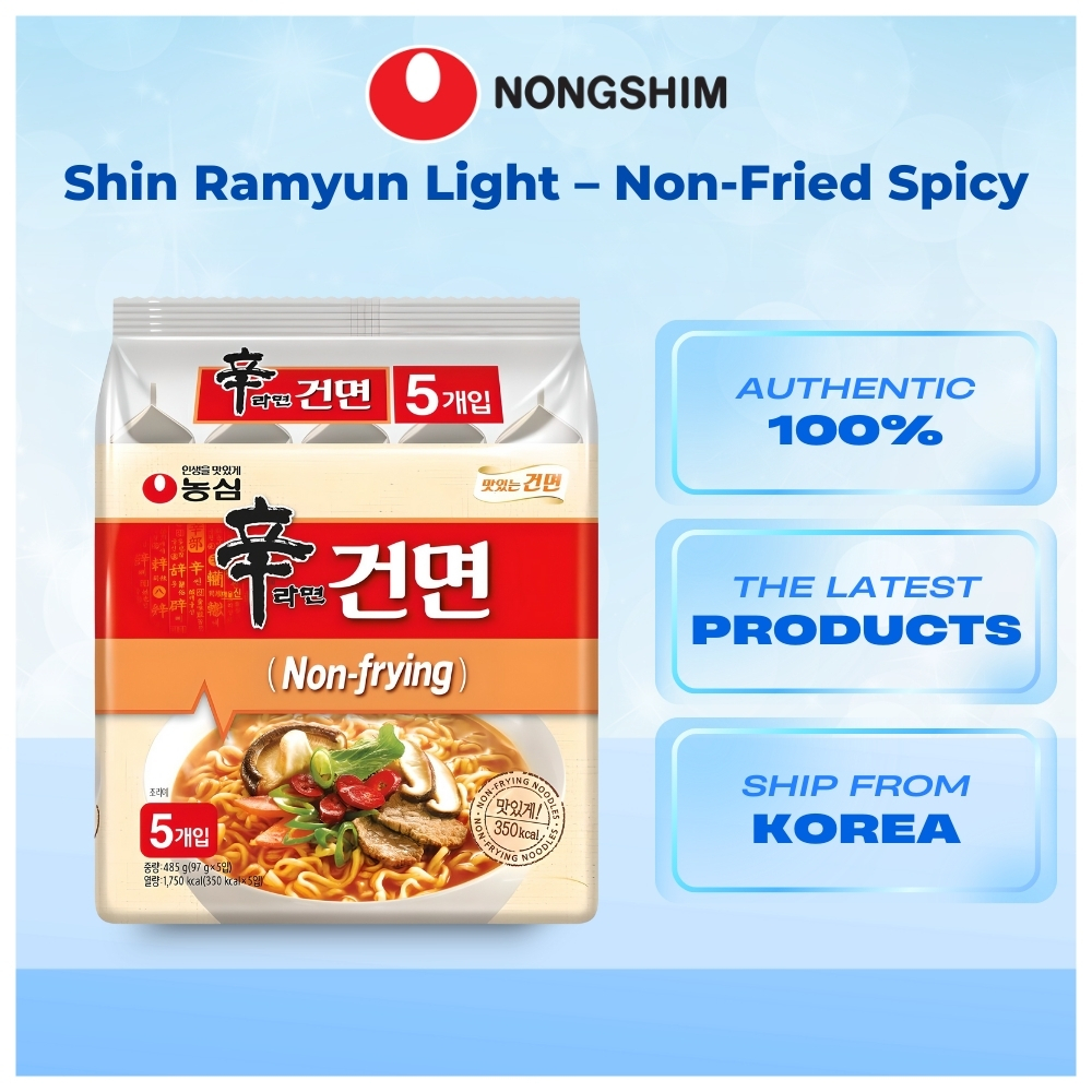 [5-Pack Set] NONGSHIM Shin Ramyun Light Non-Frying Instant Noodles 97g ...
