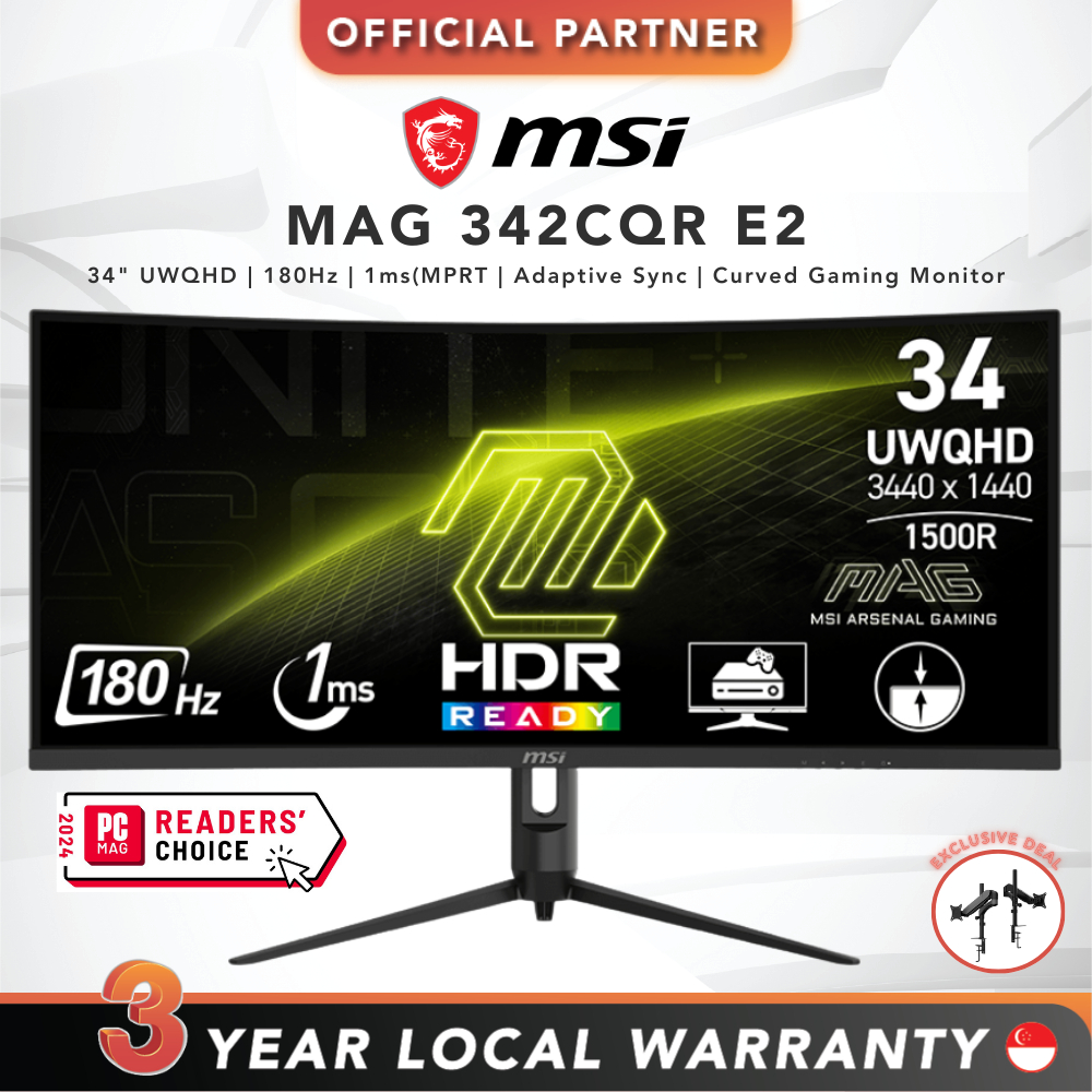 [FREE NEXT DAY] MSI MAG 342CQR E2 | 34" UWQHD | 180Hz | 1ms(MPRT ...