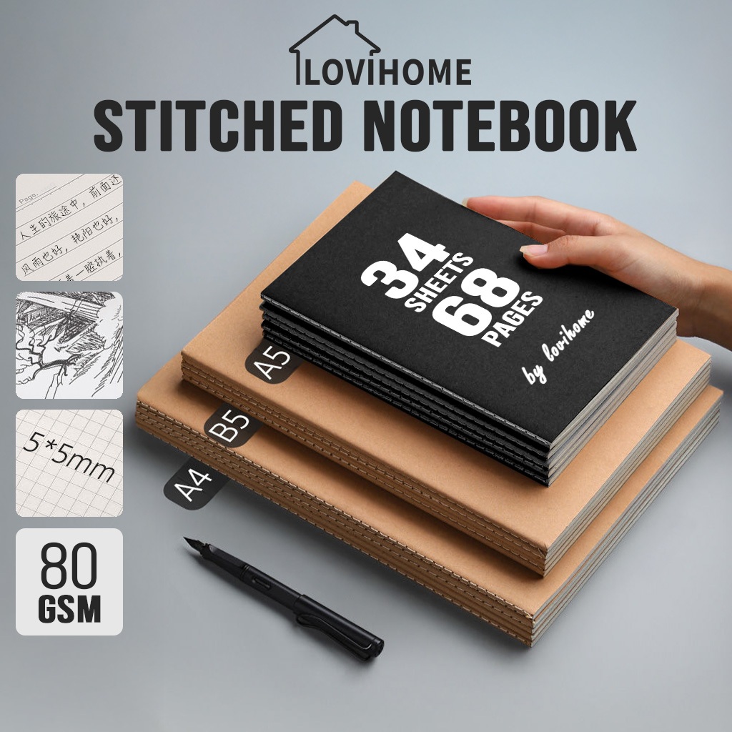 SG Notebook/Exercise Book - A5/B5/A4, 80GSM, Lined/Grid/Blank, String ...