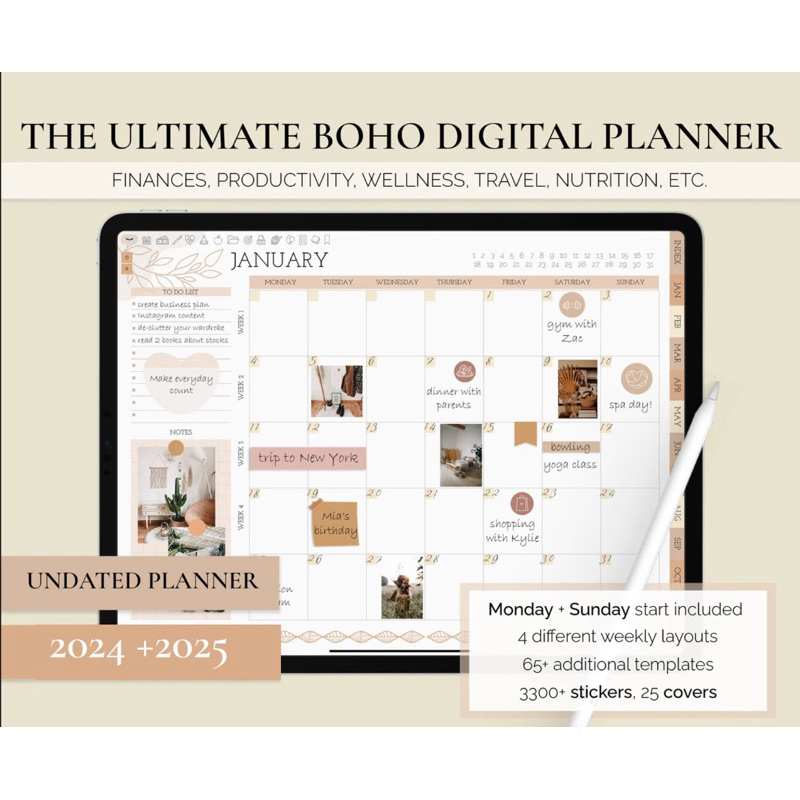 Digital Planner Undated, Goodnotes Planner, 2024 2025 Undated Digital ...