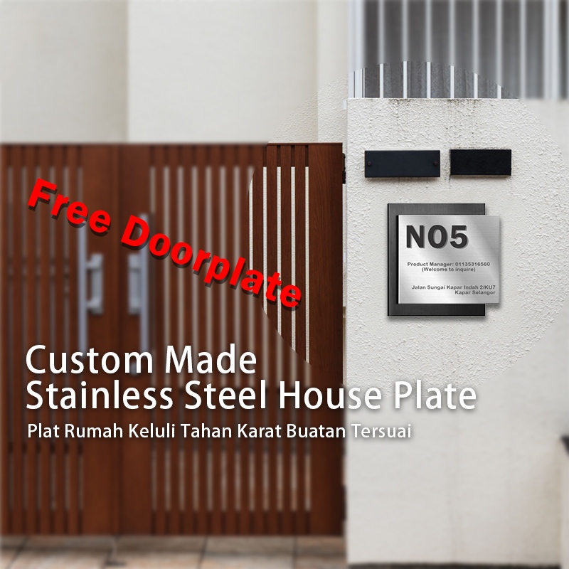 FREE 12in Private Custom Made House Number Plate Alamat Rumah Plate ...