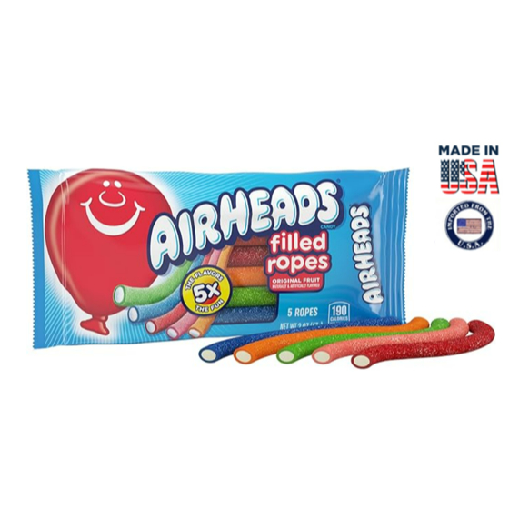 Airheads Soft Filled Ropes, Soft and Chewy Candy Ropes, Concessions ...