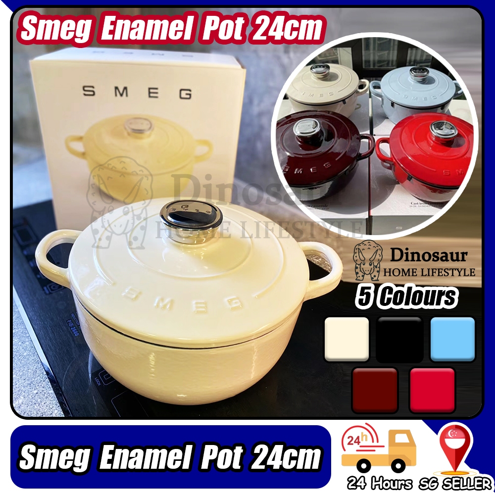 🇸🇬 ReadyStock - 24CM SMEG Enamel Pot / Cast Iron Pots | Shopee Singapore