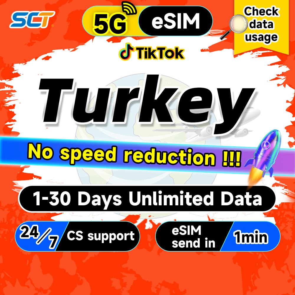 Turkey eSIM 1-30 Days Total 1-10GB Unlimited Data eSIM Turkey SIM Card ...