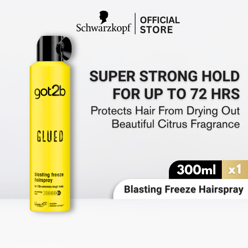 Schwarzkopf got2b Glued Blasting Freeze Hairspray 300ml for 72H Extreme ...