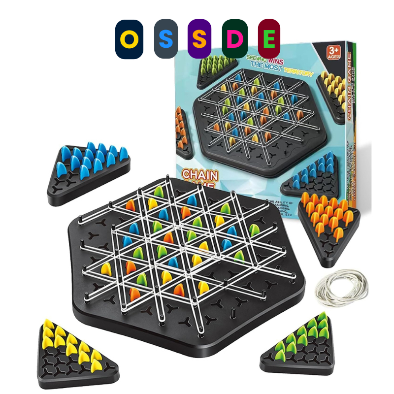 OSSDE Chain Triangle Chess Game Board Games Triangle Strategy Game Rubber Bands Family Board ...