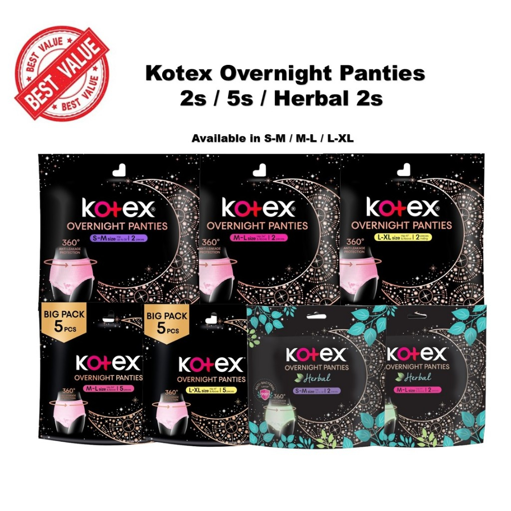 [Best Value] Kotex Overnight Panties / Herbal / Available in S-M / M-L / L-XL / Available in 2s ...