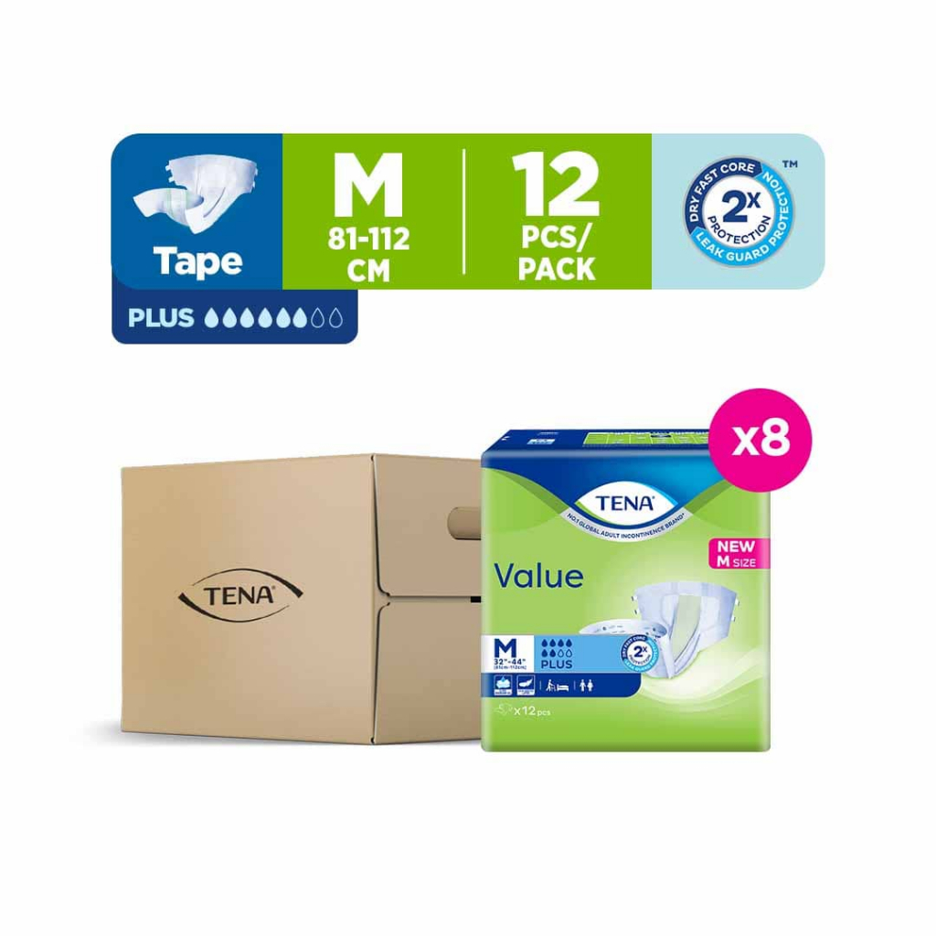 [1 Carton] TENA Value Adult Tape Diaper M-XL Assorted (8 packs) | Shopee Singapore