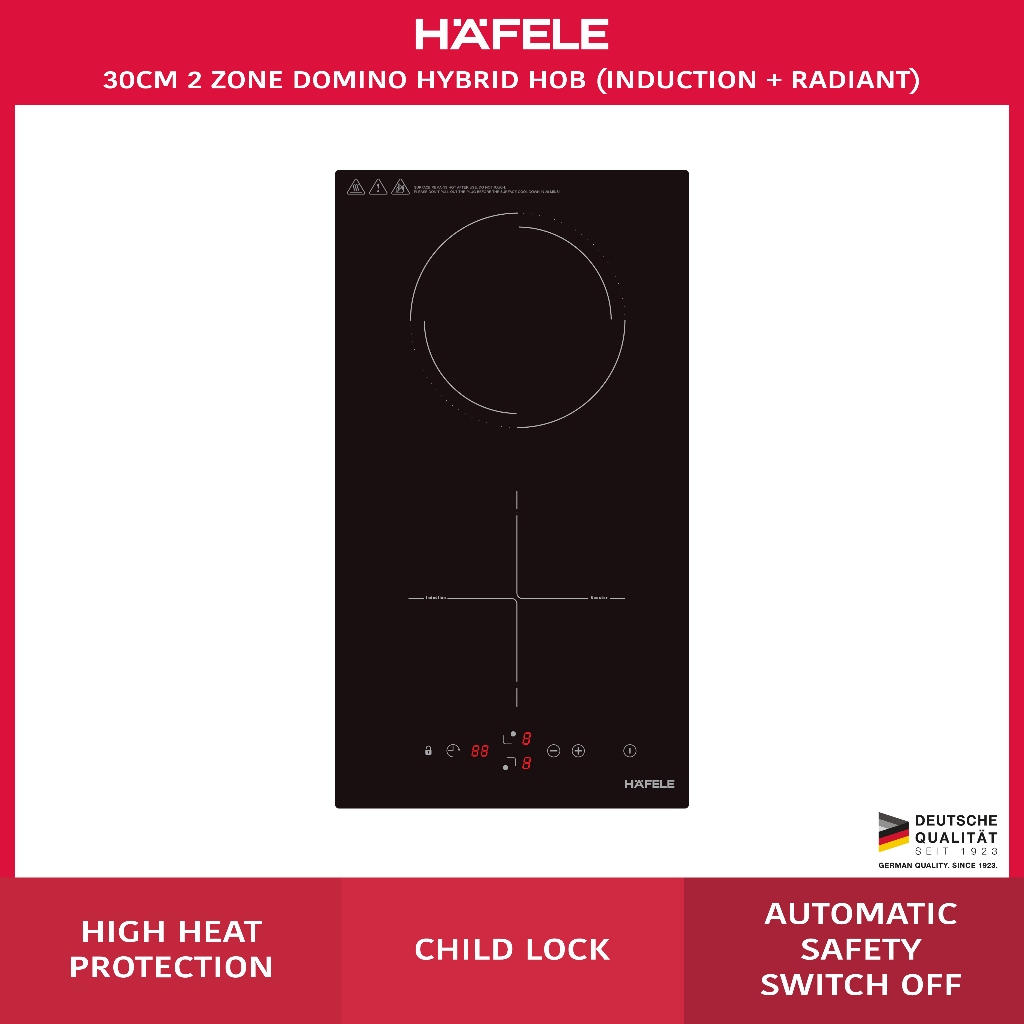 Hafele 30cm 2 Zone Hybrid Hob (Induction + Radiant) | 2 Years Warranty ...