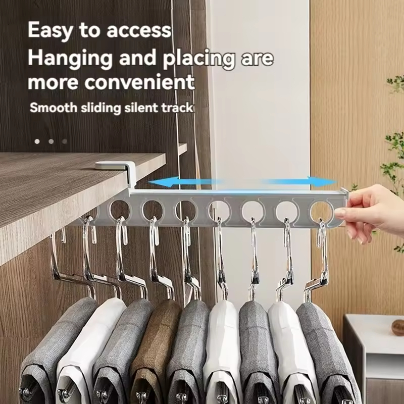Retractable Wardrobe Rail Clothes Hanger Towel Coat Rack Closet Storage ...