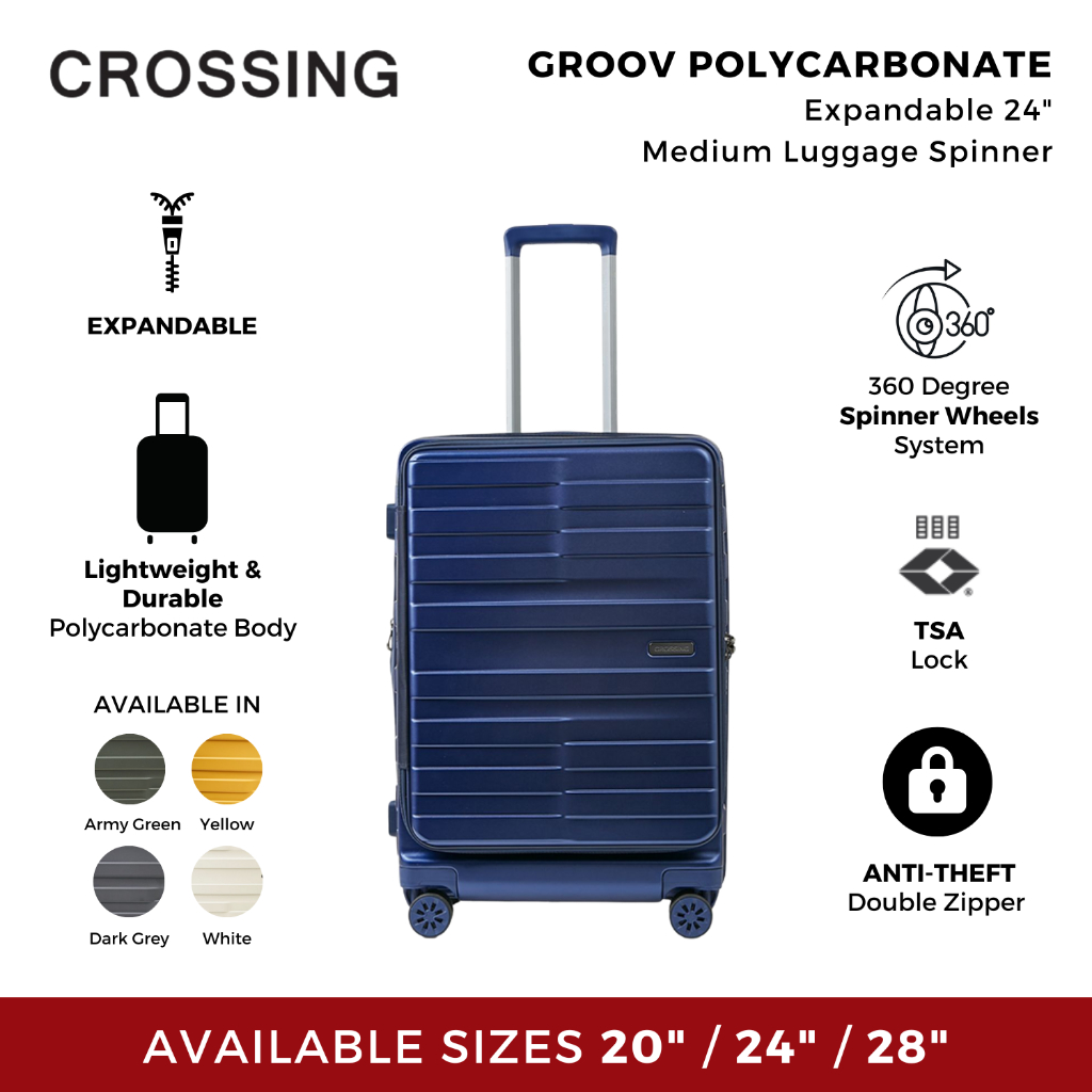 Crossing Groov Expandable PC Trunk 24" Medium Luggage | Front Opening ...
