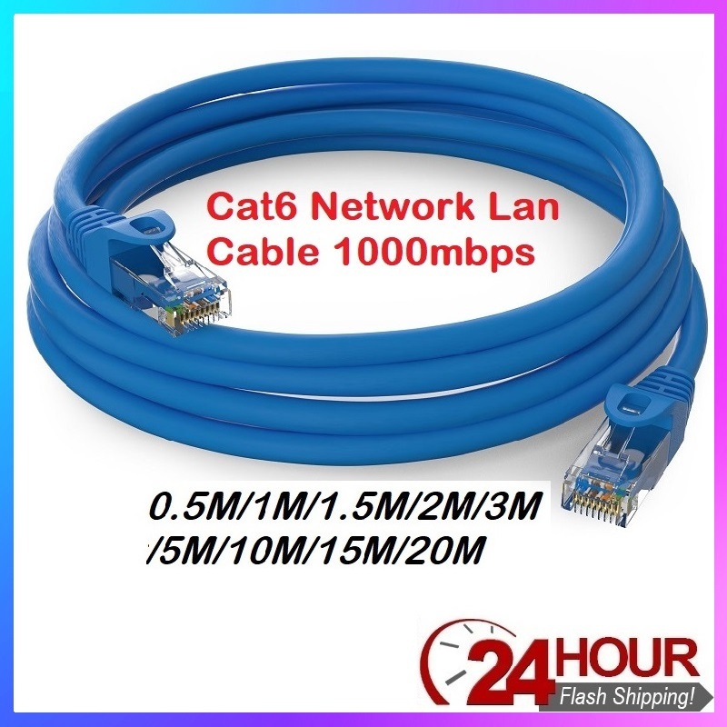 Cat6 Network Lan Cable RJ45 1000mbps Patch Gigabit Ethernet Cable Blue ...