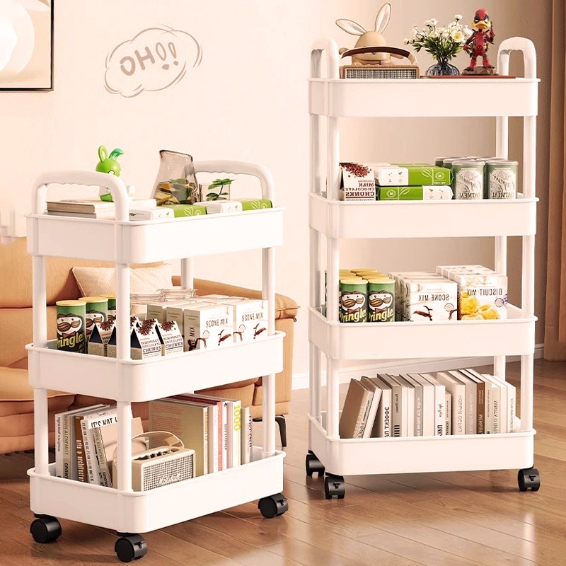 HXR Movable Storage Rack Household Trolley Storage Rack With Pulley ...