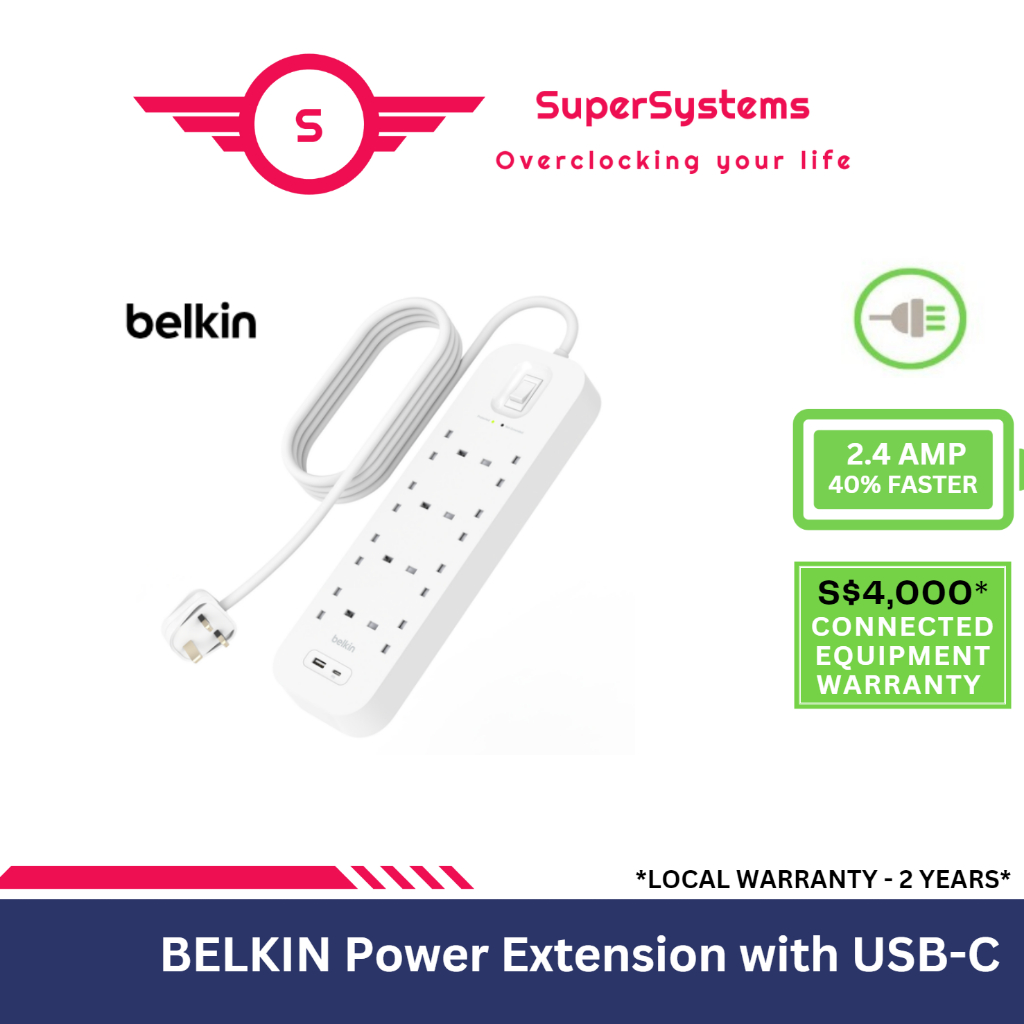 *NEW MODEL* BELKIN Surge Protector with USB-C and USB-A Ports (8 Outlet ...