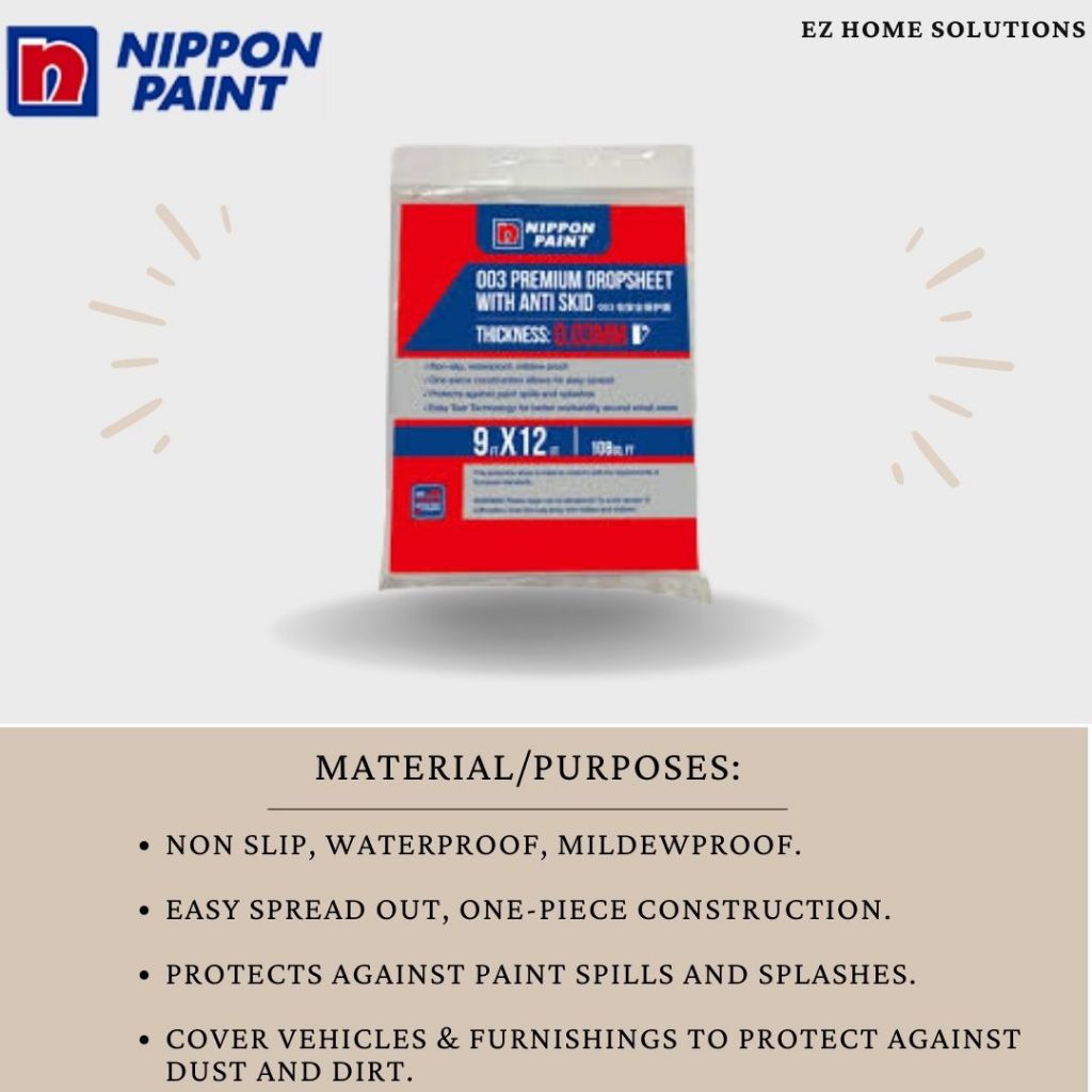 Nippon Paint / He Roll Dropsheet Plastic with Anti Skid - 9ft x 12ft (0 ...