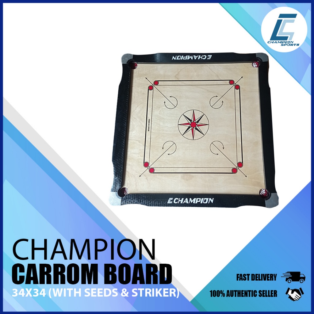 Carrom Board Champion Brand 34"/36"/38" With Carrom Seeds & Strickers ...