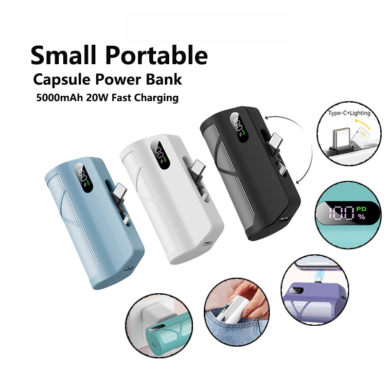[SG Seller] Small Portable Power Bank Fast Charging 5000mAh Capsule ...