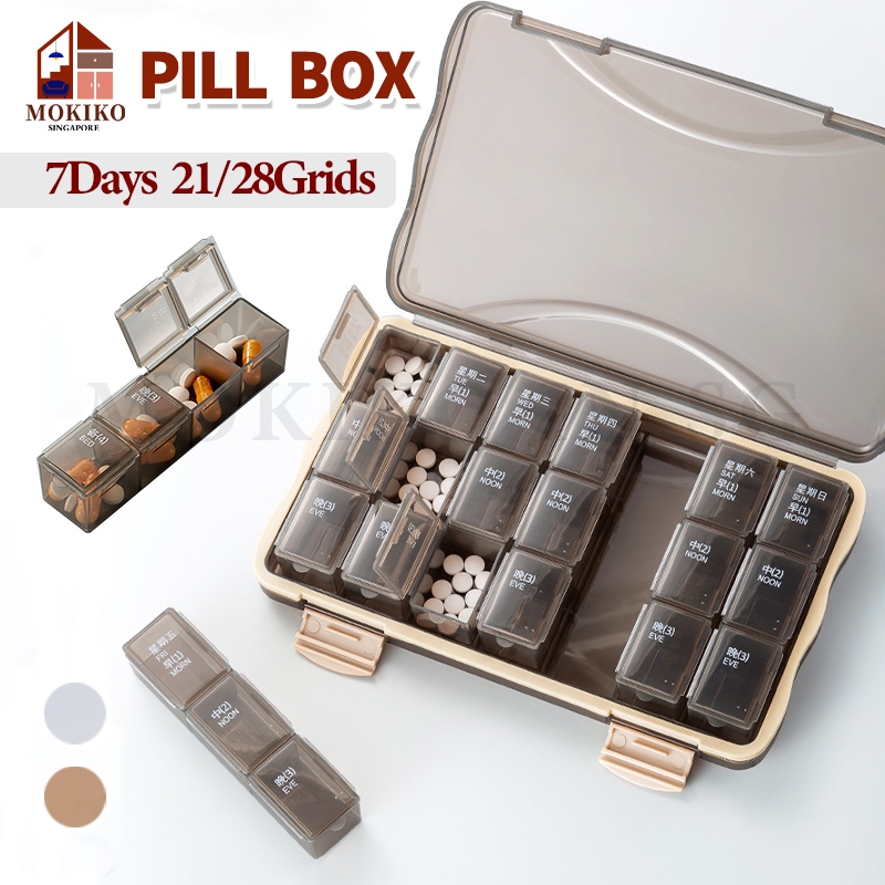 【SG】Portable Pill Box Store Organizer 7 Days 21/28 Grids Sub-pack ...