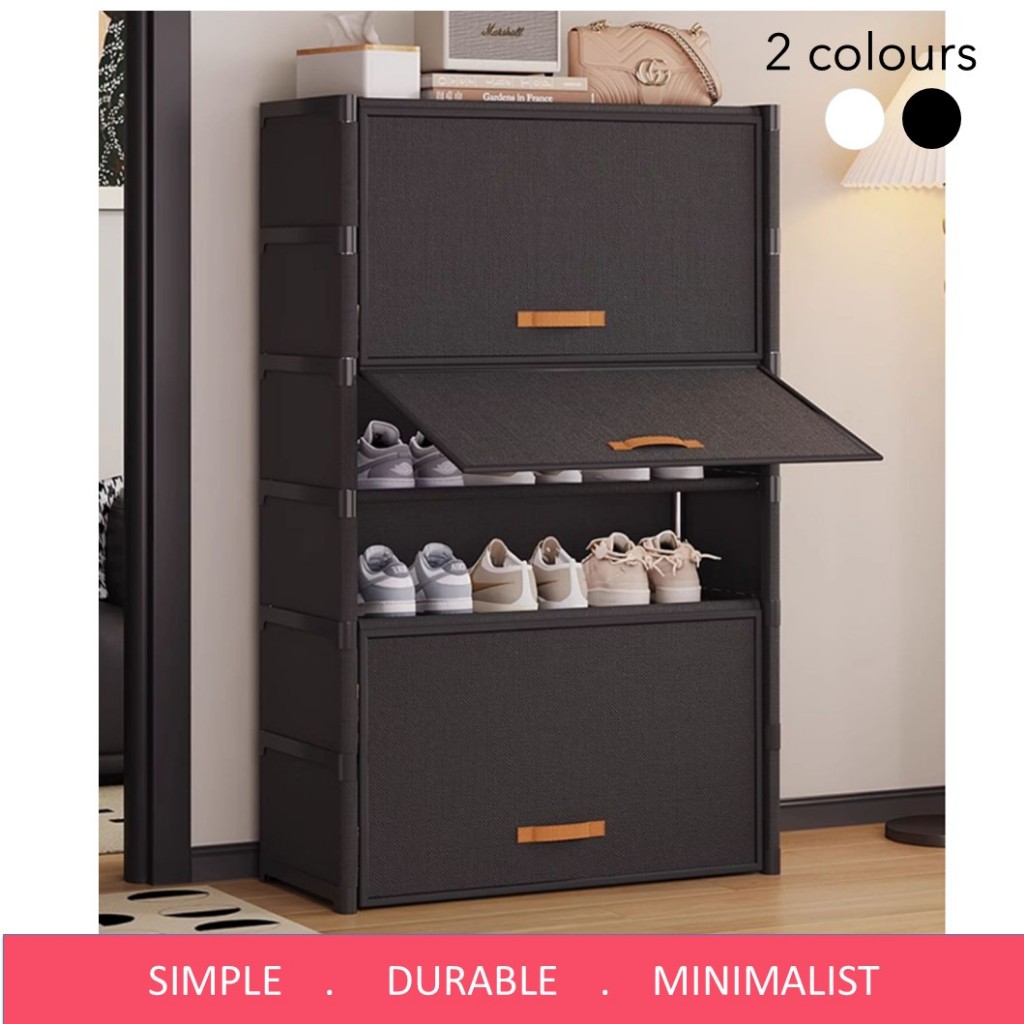 Shoe Rack with Flap Door Classic Durable Minimalist | Shopee Singapore