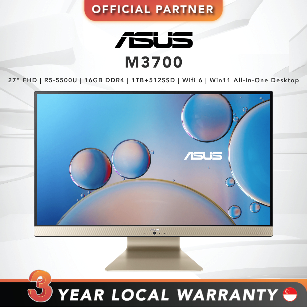 ASUS M3700 | 27" FHD | R5-5500U | 16GB DDR4 | 1TB+512SSD | Wifi 6 | Win11 All-In-One Desktop ...