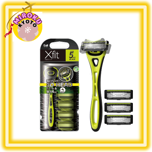 KAI Xfit razor w/ 4 replacement blades Men's razor, shaver, T-shape, 5 ...