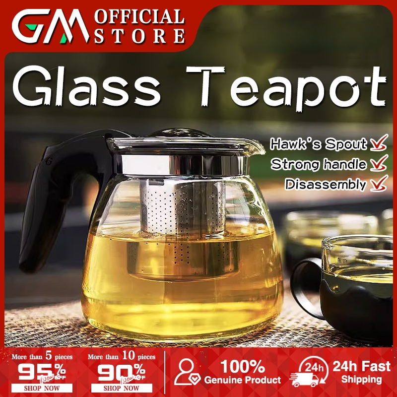 [SG Stock]NEW Heat Resistant Glass Teapot Stainless Steel Strainer ...