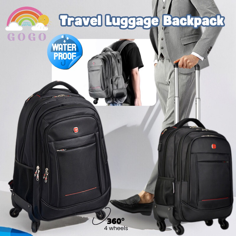 Laptop Trolley Backpack Travel Luggage with Spinner Wheels and External ...