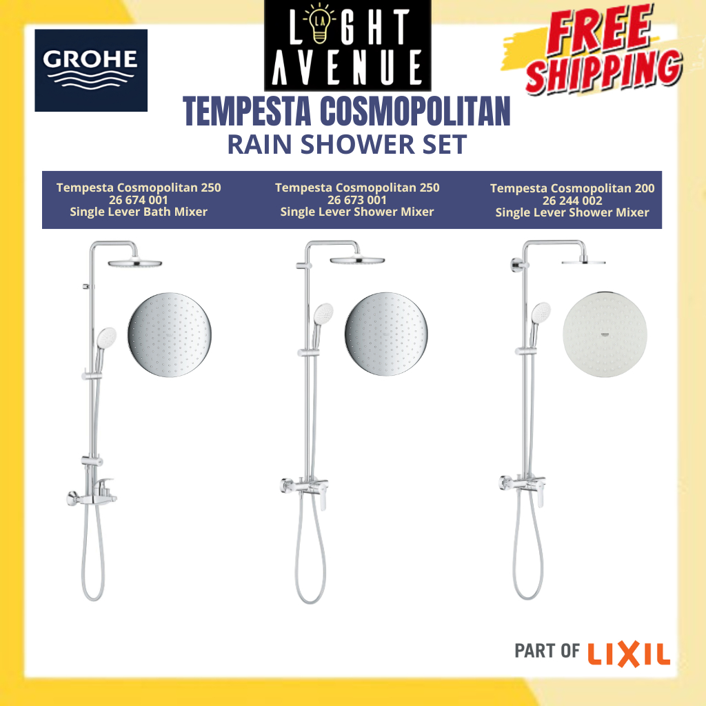 Grohe Tempesta Cosmopolitan 200/250 Shower System Single Lever Shower ...