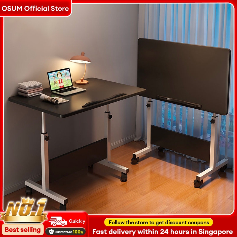 OSUM Easy Storage Folding Table Study Table Desk With Wheels Adjustable Table Ergonomic Tables ...
