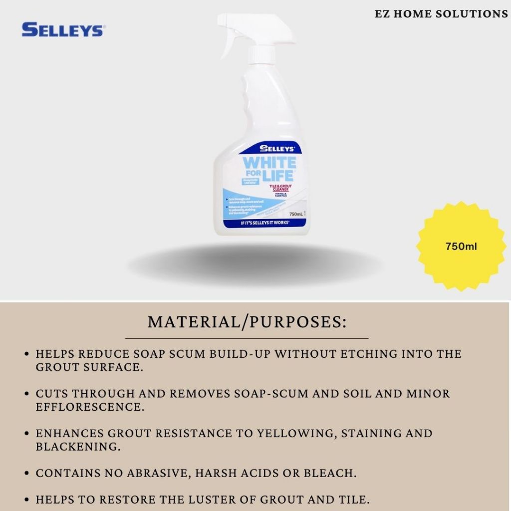SELLEYS White For Life Tile & Grout Cleaner – Powerful Cleaner for a ...