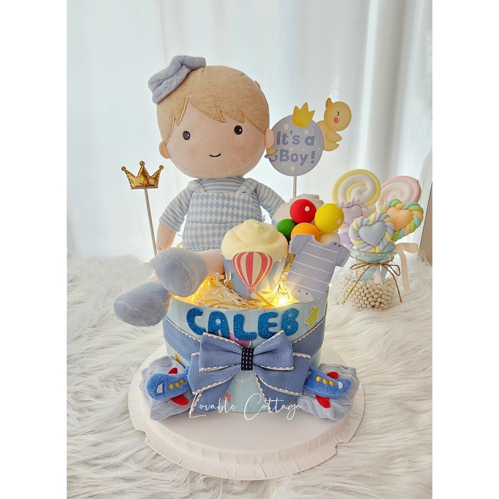 Boy Doll Baby full month diaper cake baby shower newborn hamper 100days ...