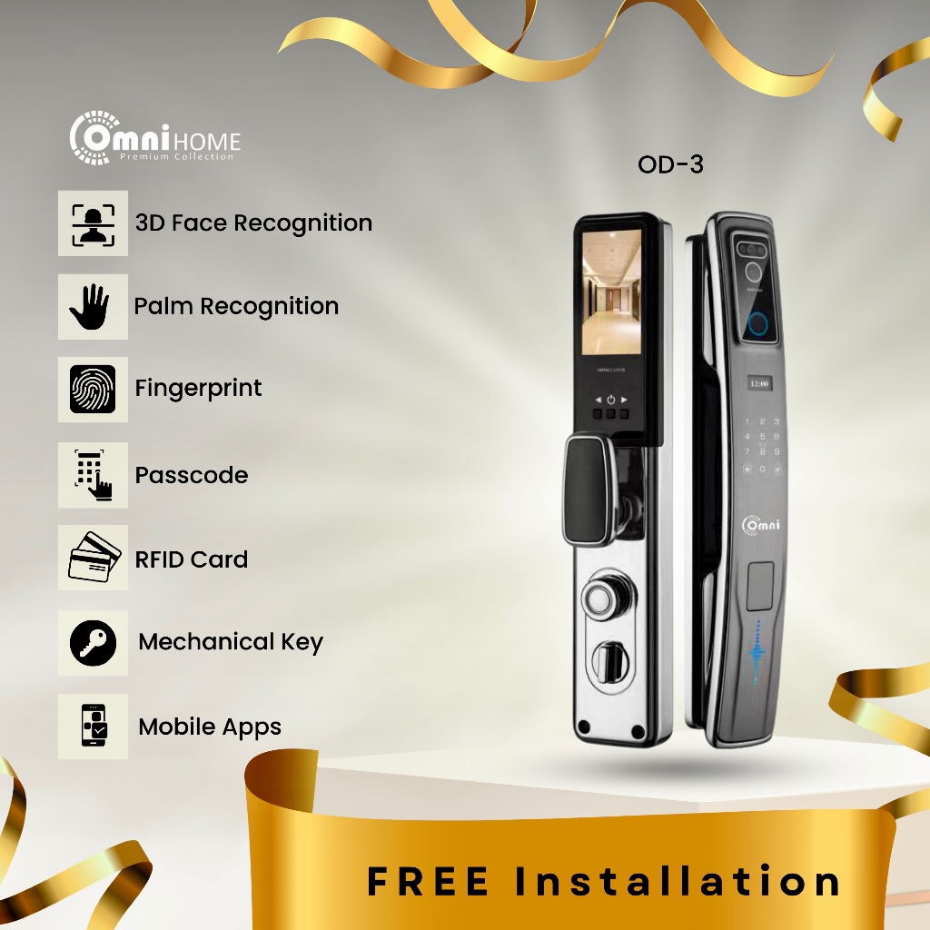 FREE Installation OD-3 Omni Digital Door Lock Smart Lock Face Palm ...