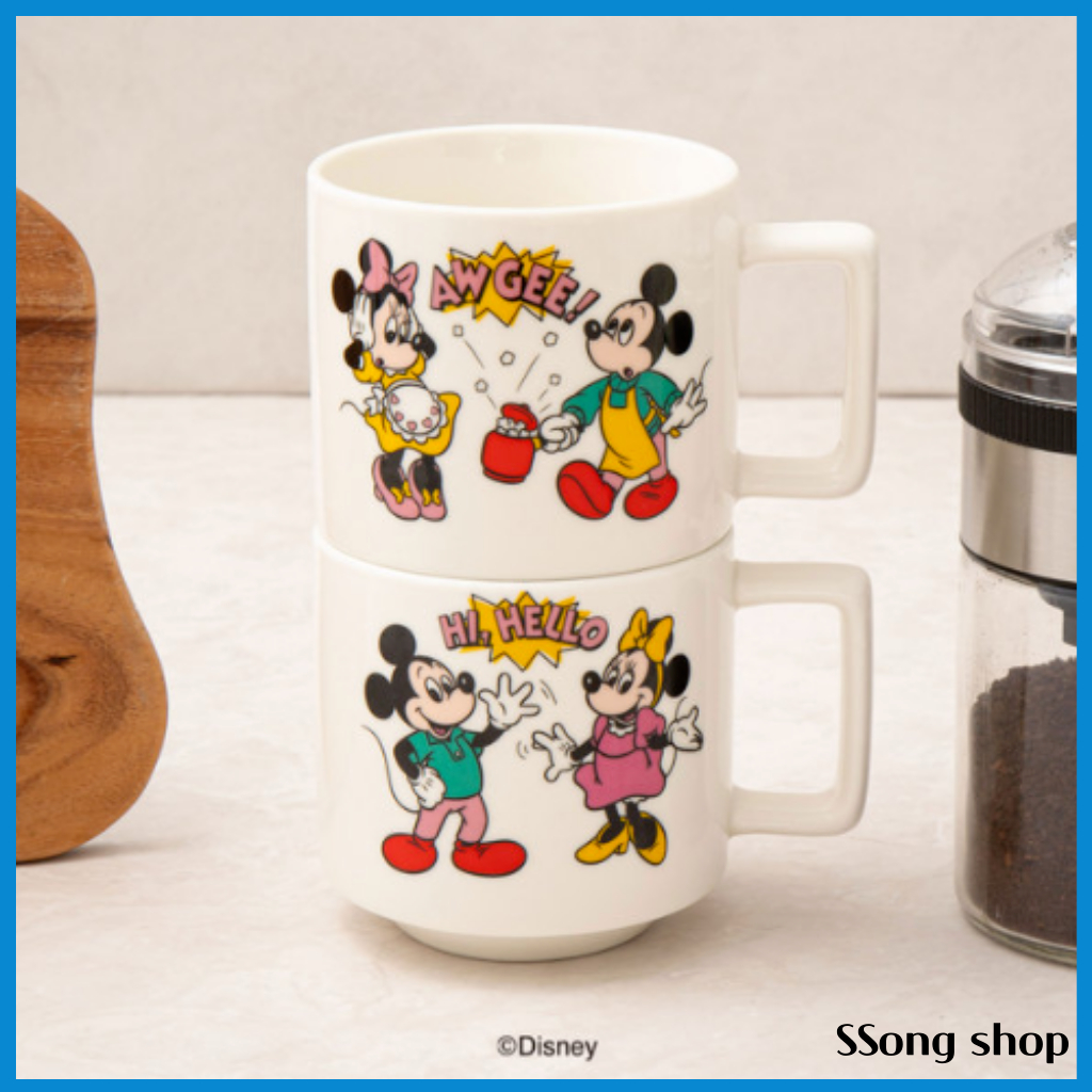 Daiso Korea Disney Mickey & Minnie Square Handle Mug 350ml | Shopee ...