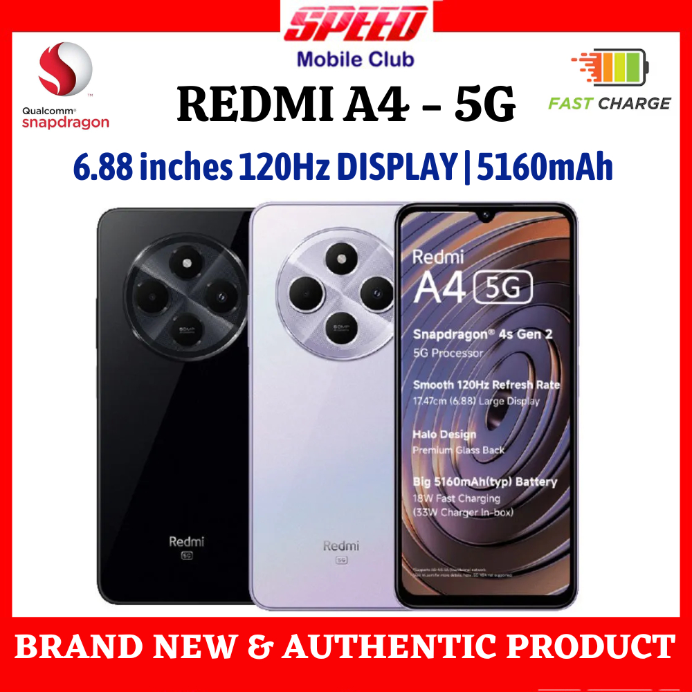 Xiaomi Redmi A4 - 5G (4GB+128GB) - 6.88 inches 120Hz DISPLAY | 5160mAh ...
