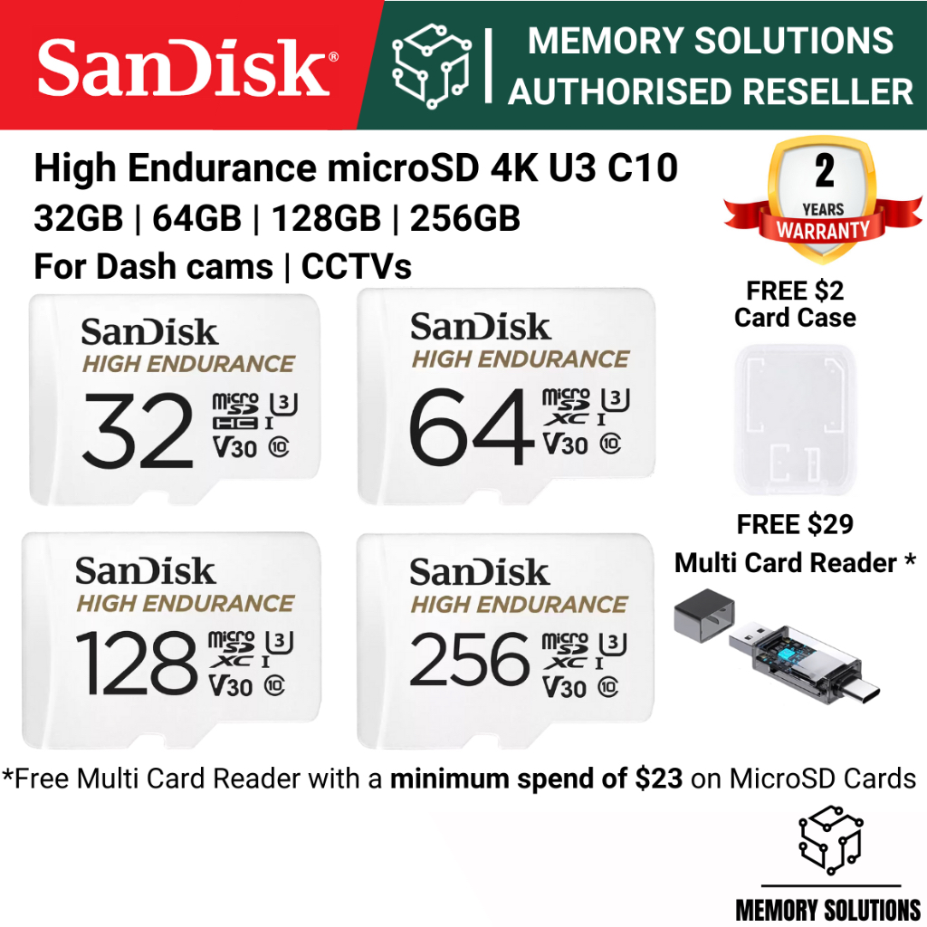 SanDisk High Endurance microSD Card with Adapter (CCTV/Car Dash Cam ...