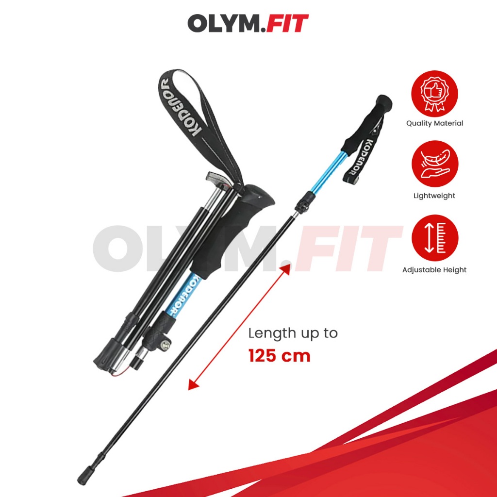 Trekking Hiking Pole Walking Stick Pole Collapsible Tri fold ...