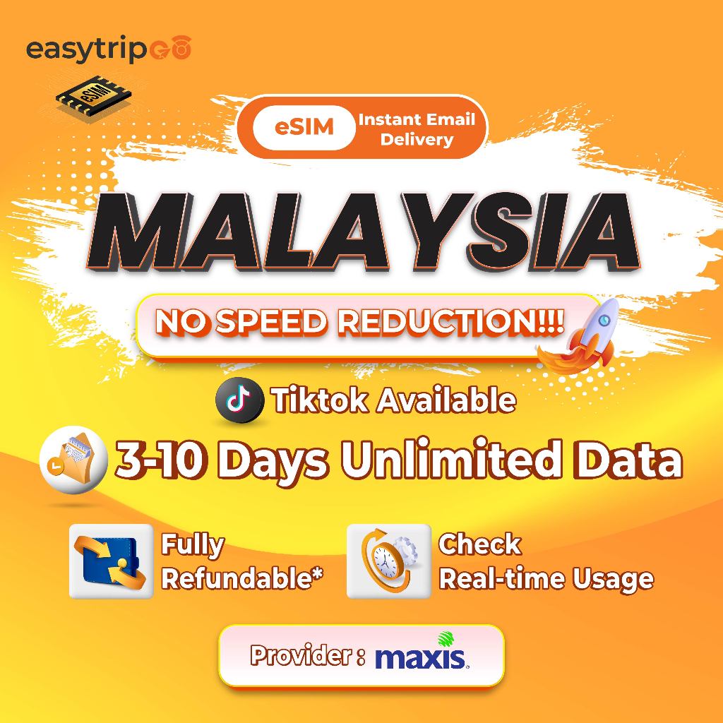 Easytripgo esim Malaysia 3-15 Days Daily 500MB-1GB Unlimited Data Internet For iphone Android ...