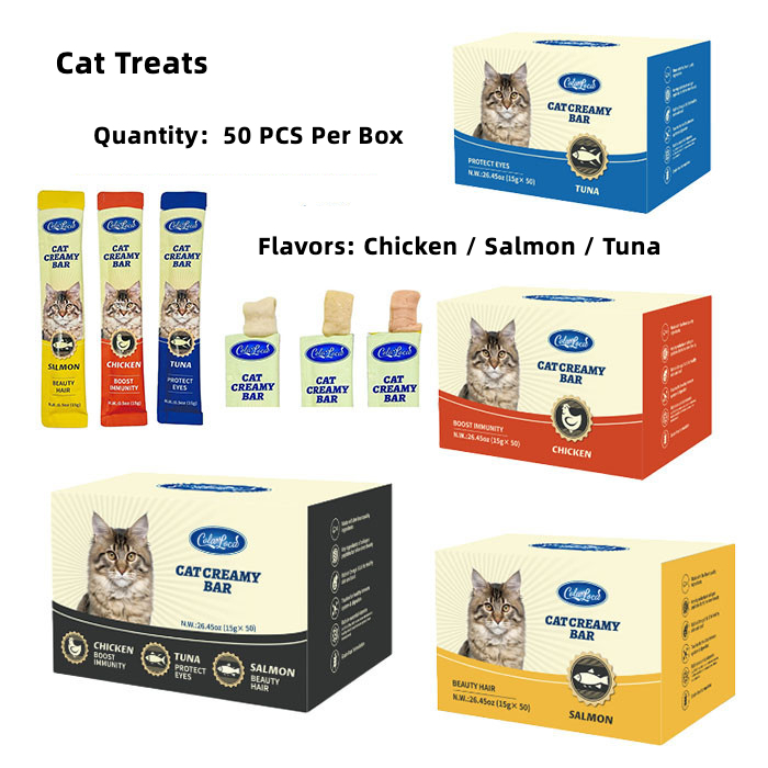 【SG Seller】Cat Creamy Bar 50Pcs Cat Treats Nutritious Cat Snack Fresh ...