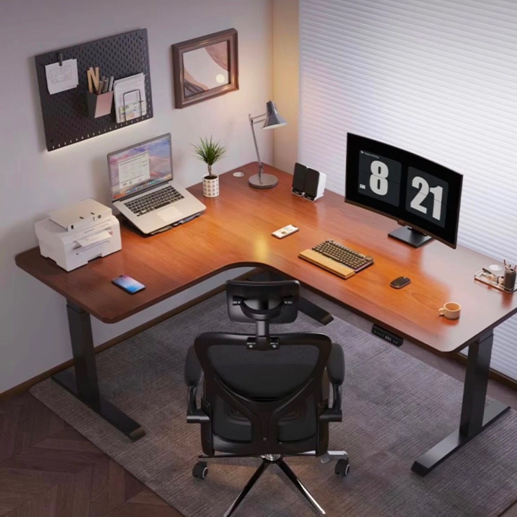 Electric Height Adjustable Corner Table Ergonomic Standing Desk PC ...
