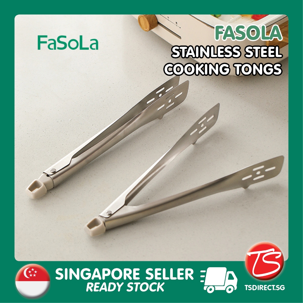 [SG STOCK] FaSoLa Stainless Steel Cooking Tongs With Stands | Locking ...