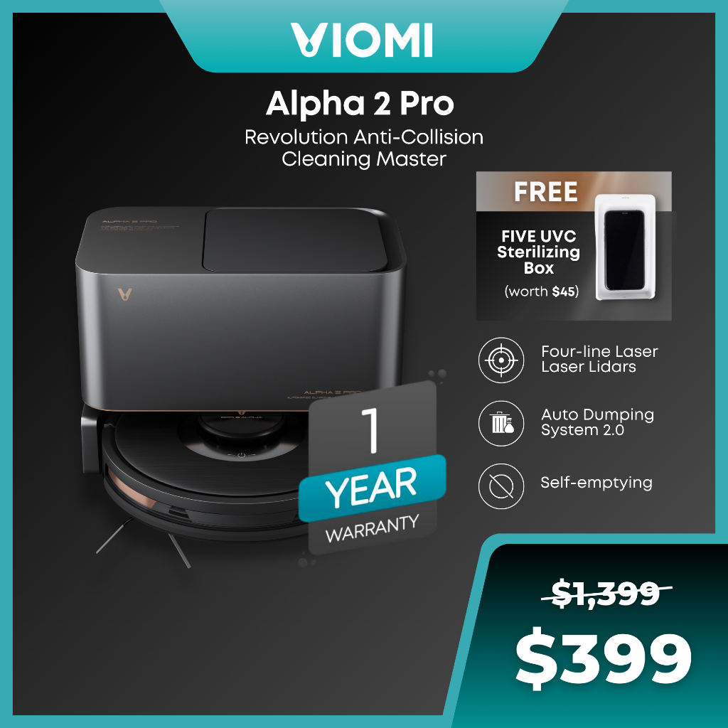 Viomi Alpha 2 Pro LDS Robot Vacuum Mop Cleaner with Auto Dumping System ...