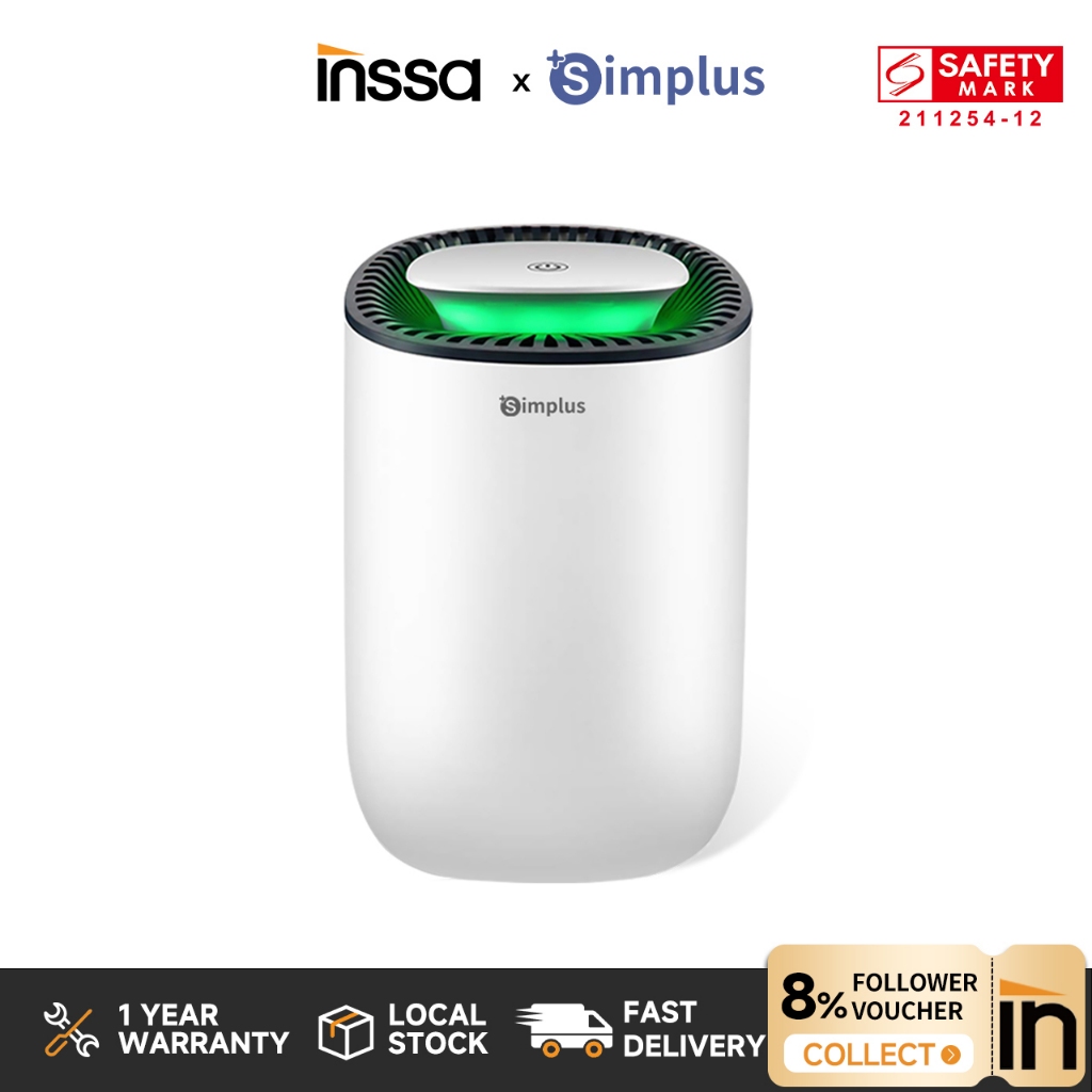 INSSA Dehumidifier 600ml Auto-shutoff Low Noise Easy Operation Energy ...