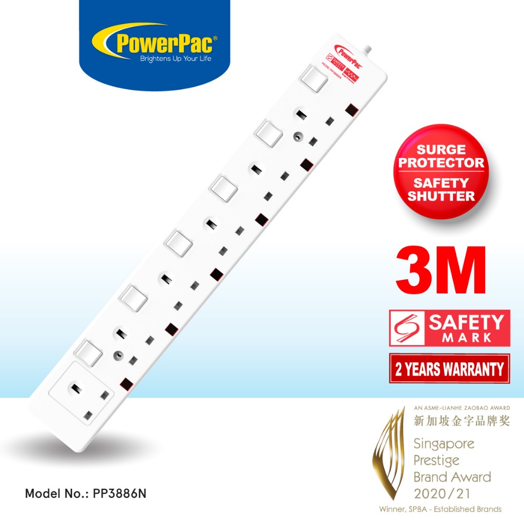 PowerPac Extension Socket Extension Cord, Power Cord, Power Extension 6 ...