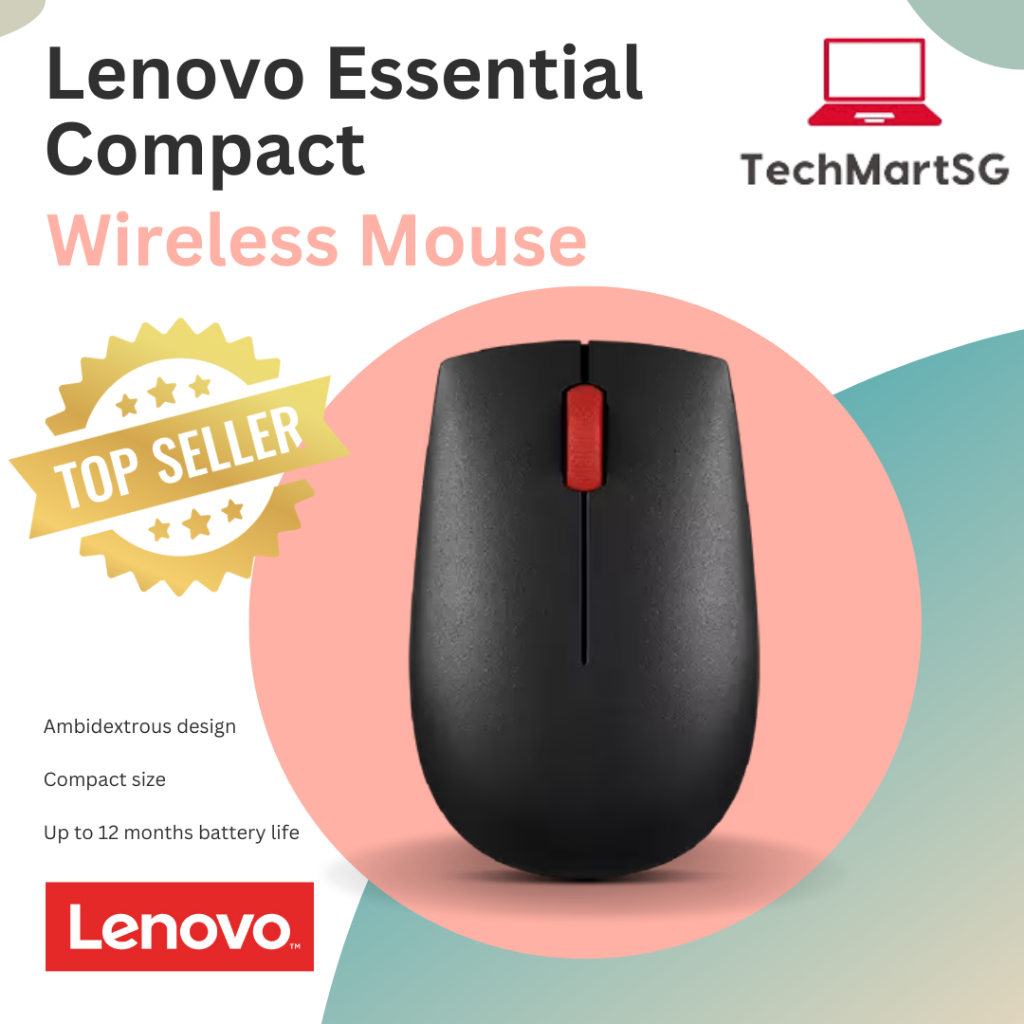 Lenovo Essential Compact Wireless Mouse Plug and Play AA Battery ...