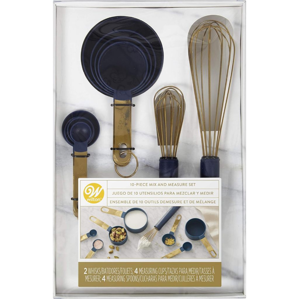 Wilton Navy Blue and Gold Measuring Cups, Measuring Spoons and Whisks ...